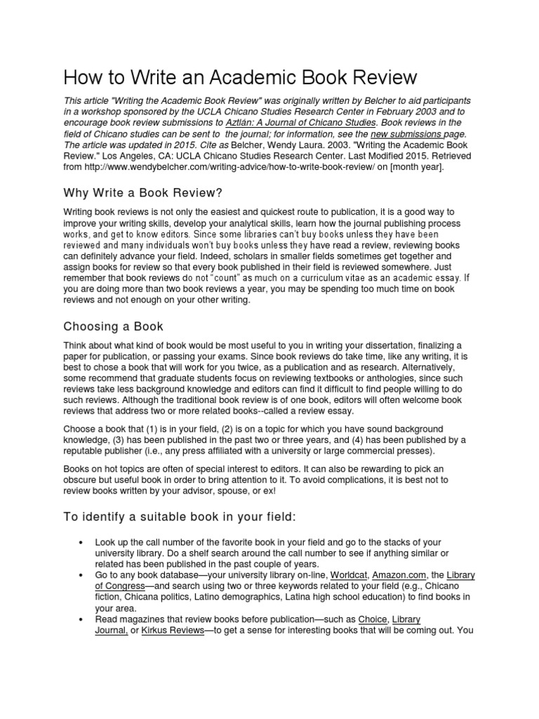 Academic Book Review Guide | PDF | Academic Journal | Books