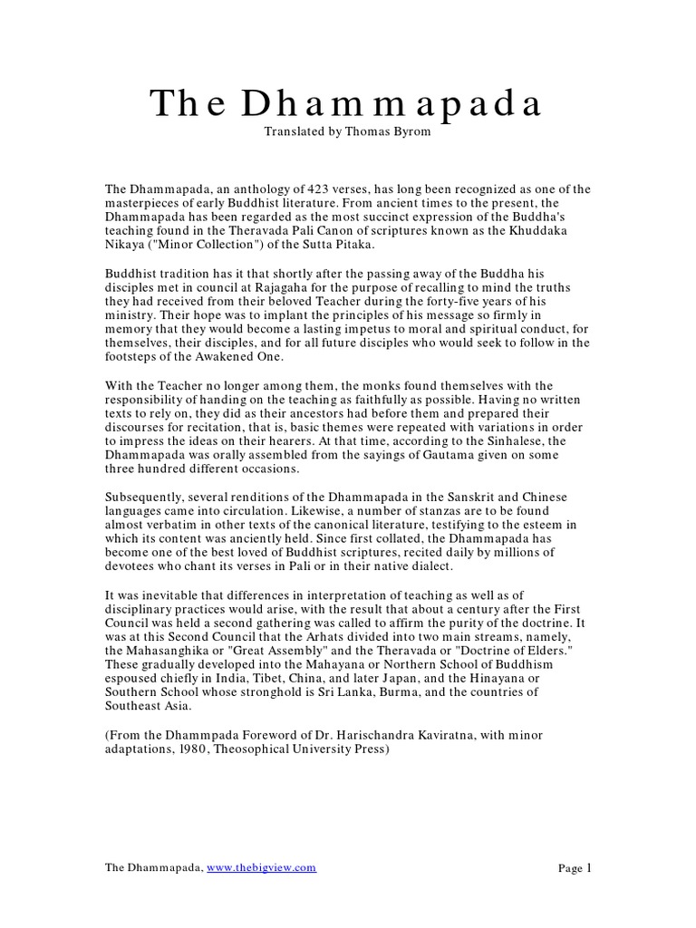Dhammapada PDF | PDF | Buddhist Texts | Gautama Buddha
