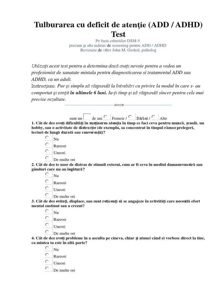 ADHD Test | PDF