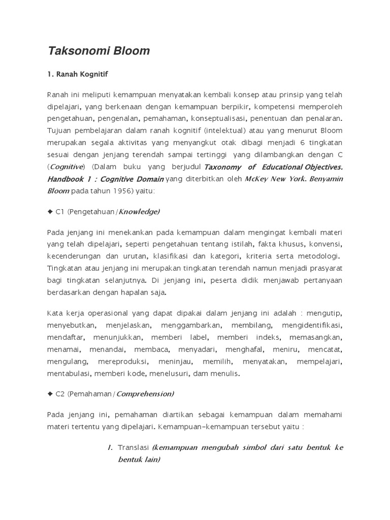 Tingkatan Taksonomi Bloom dan Afektif | PDF | Karier & Perkembangan