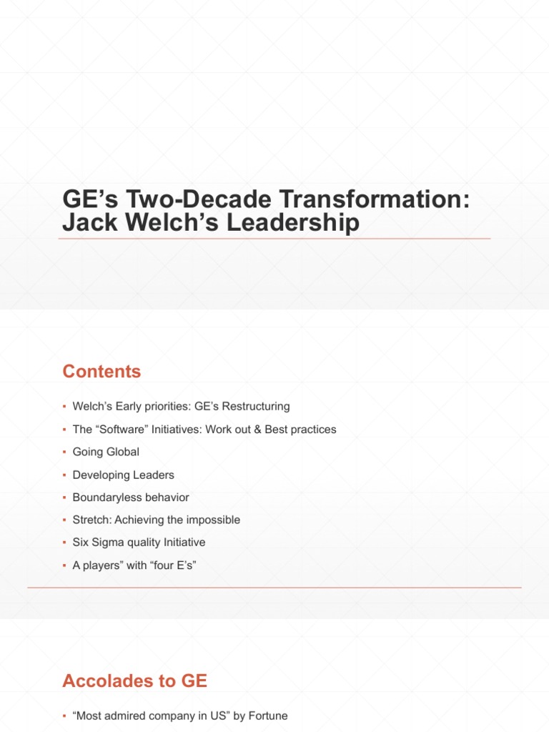 GE's Two-Decade Transformational & Jack Welch's Leadership | PDF ...