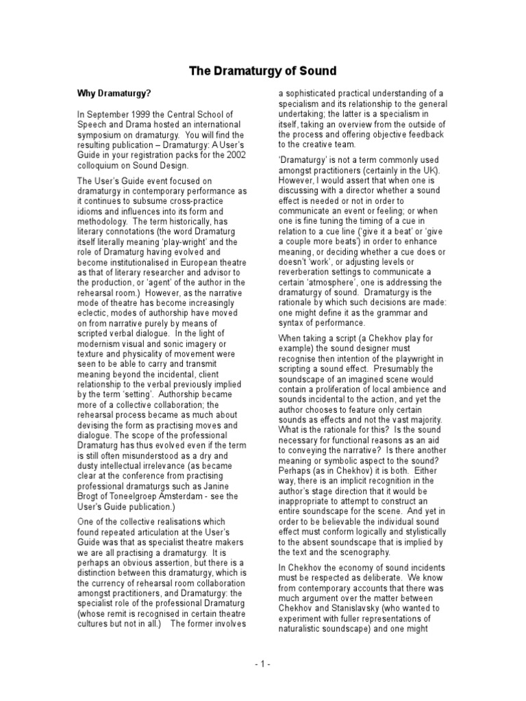 The Dramaturgy of Sound Keynote | PDF | Theatre | Narrative