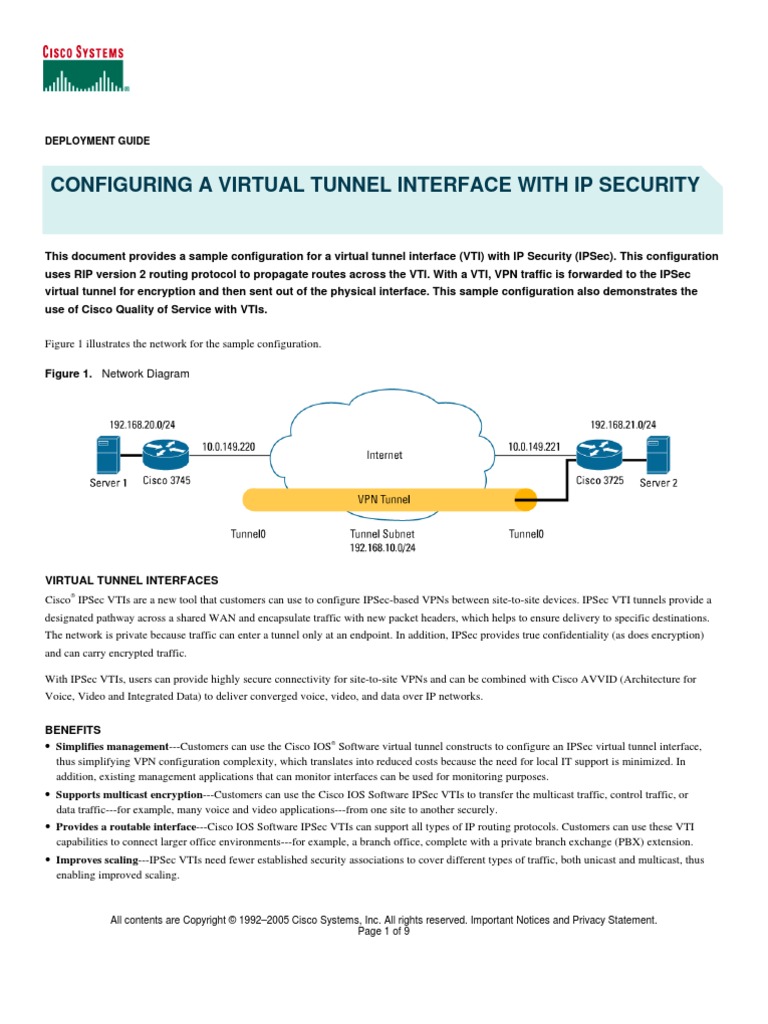 Cisco - Configuring A Virtual Tunnel Interface With IP Security | PDF | Virtual Private Network ...