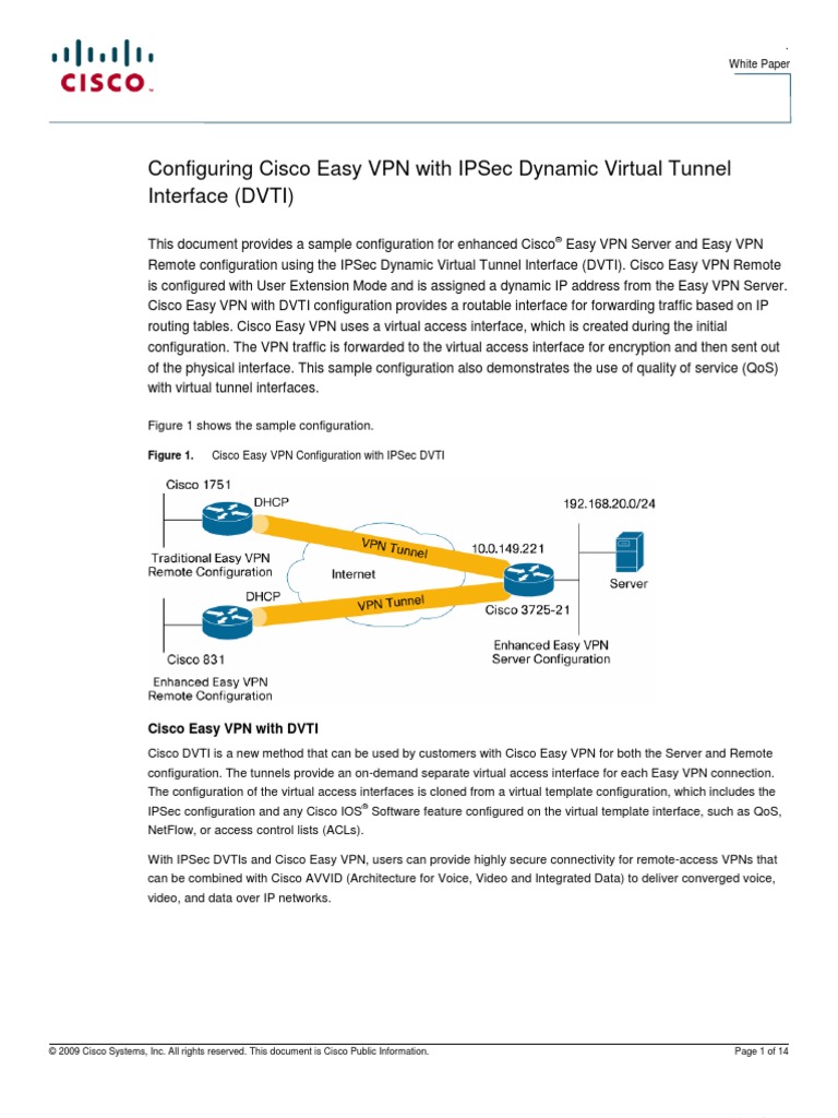 Cisco - Configuring Cisco Easy VPN With IPSec Dynamic Virtual Tunnel Interface (DVTI) | PDF ...