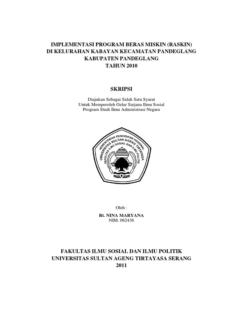 Implementasi Program Beras Miskin RASKIN PDF | PDF