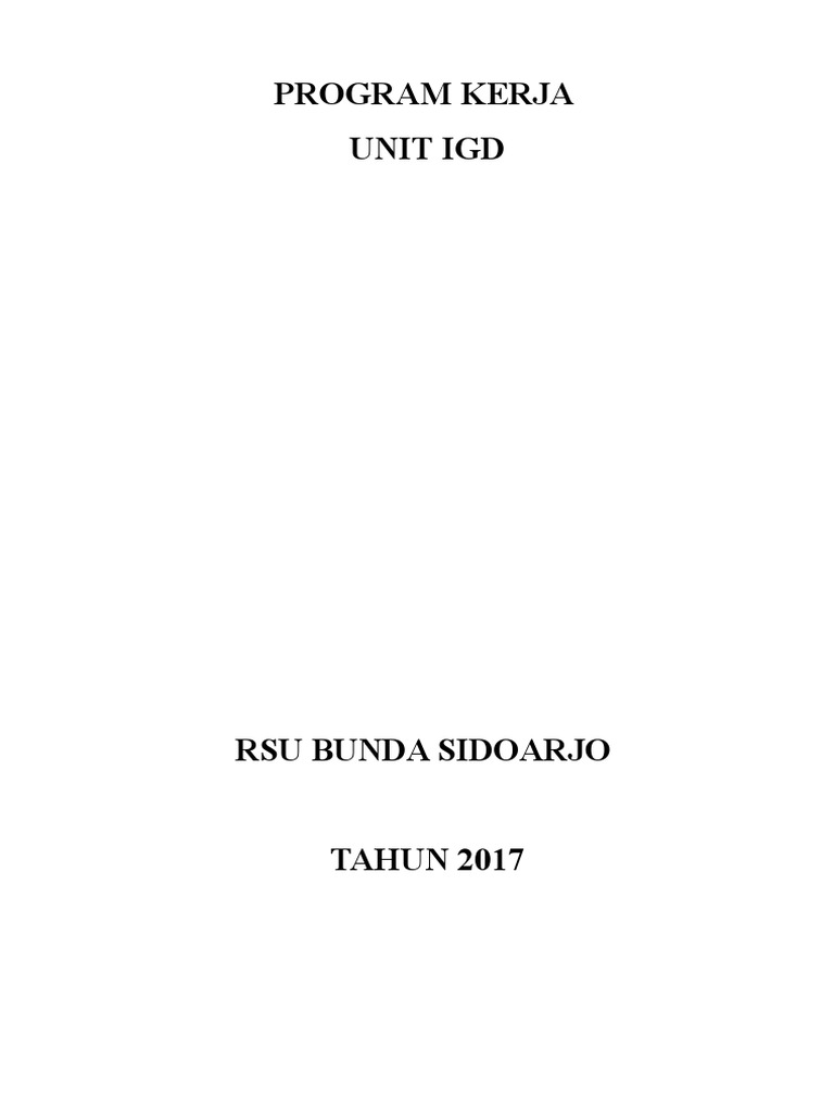 Program Kerja IGD 2017 | PDF