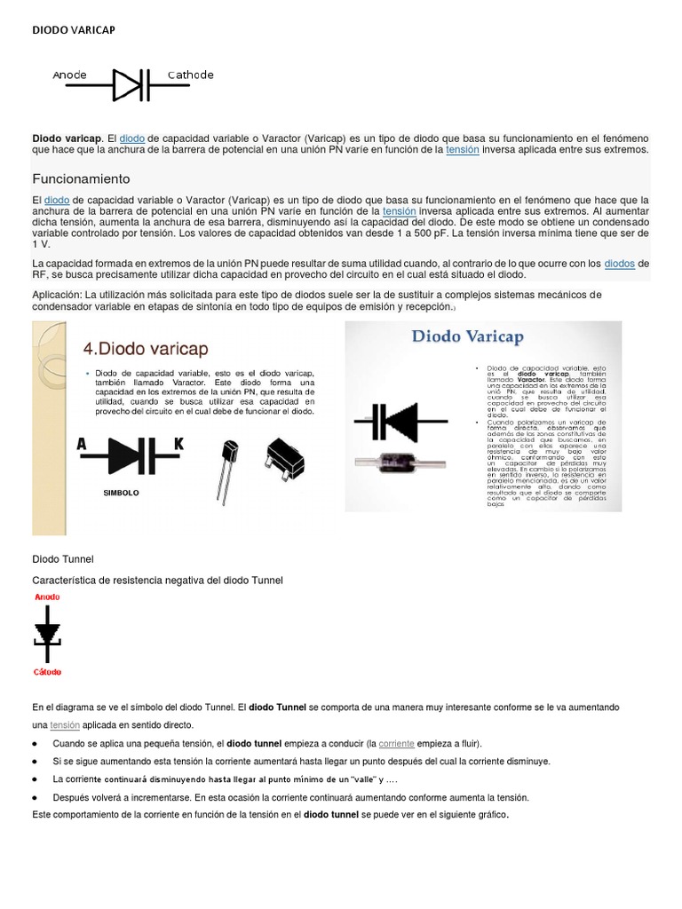 Diodo Varicap: Funcionamiento y Aplicaciones | PDF | Diodo | Diodo ...