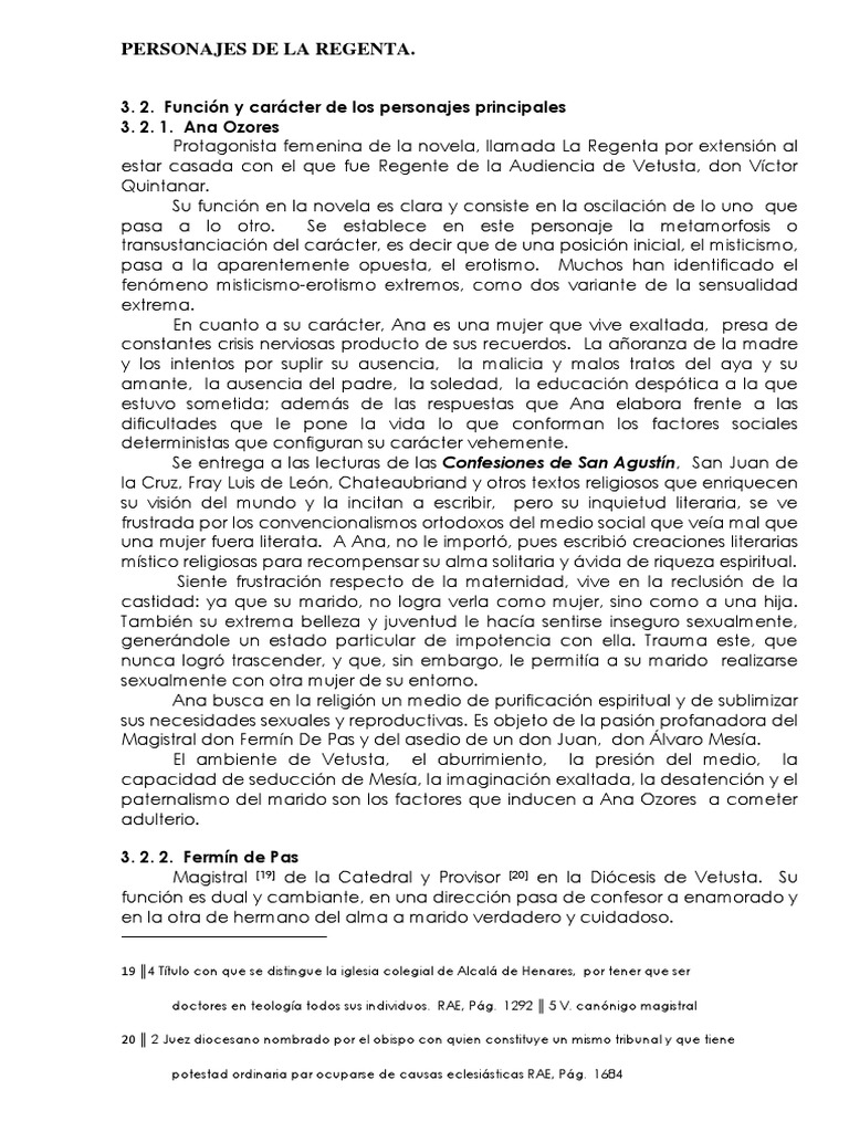 LOS PERSONAJES CLAVE DE LA REGENTA | PDF | Religión y creencia