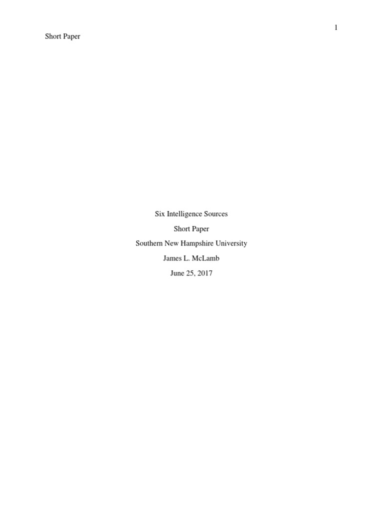 Six Intelligence Sources | PDF | Intelligence Assessment | Information Age