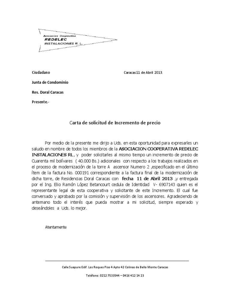 Carta de Incremento | PDF