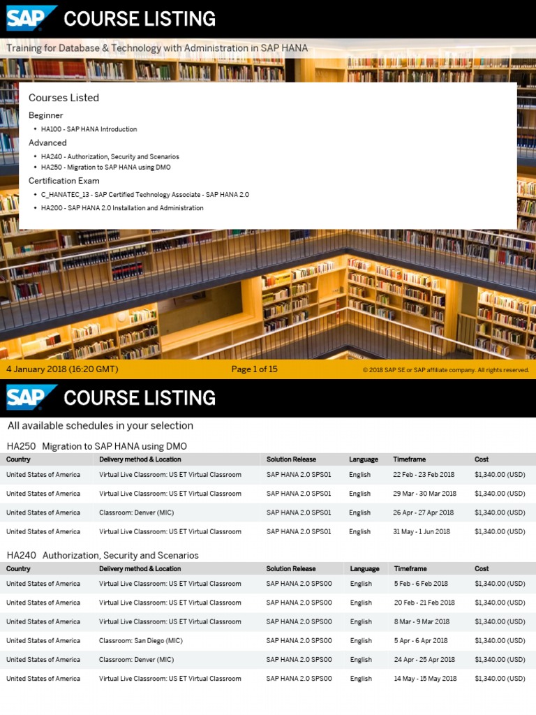 Hana Ha100 & 200 Course Outline | PDF | Sap Se | Computer Data