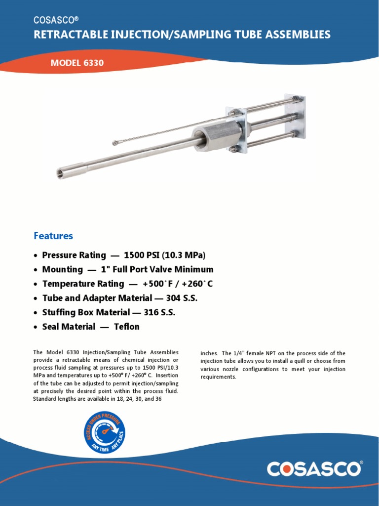 6330 Cosasco Retractable Injection Sampling Assembles | PDF | Fuel ...