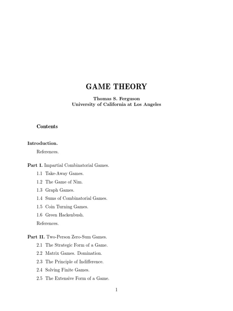 Ferguson T. S., Game Theory Text PDF | PDF | Game Theory | Mathematical ...