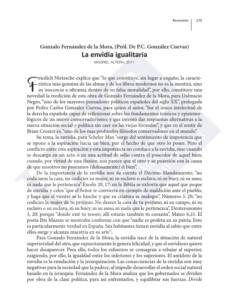 Resena La Envidia Igualitaria | PDF | Envidia | Igualitarismo