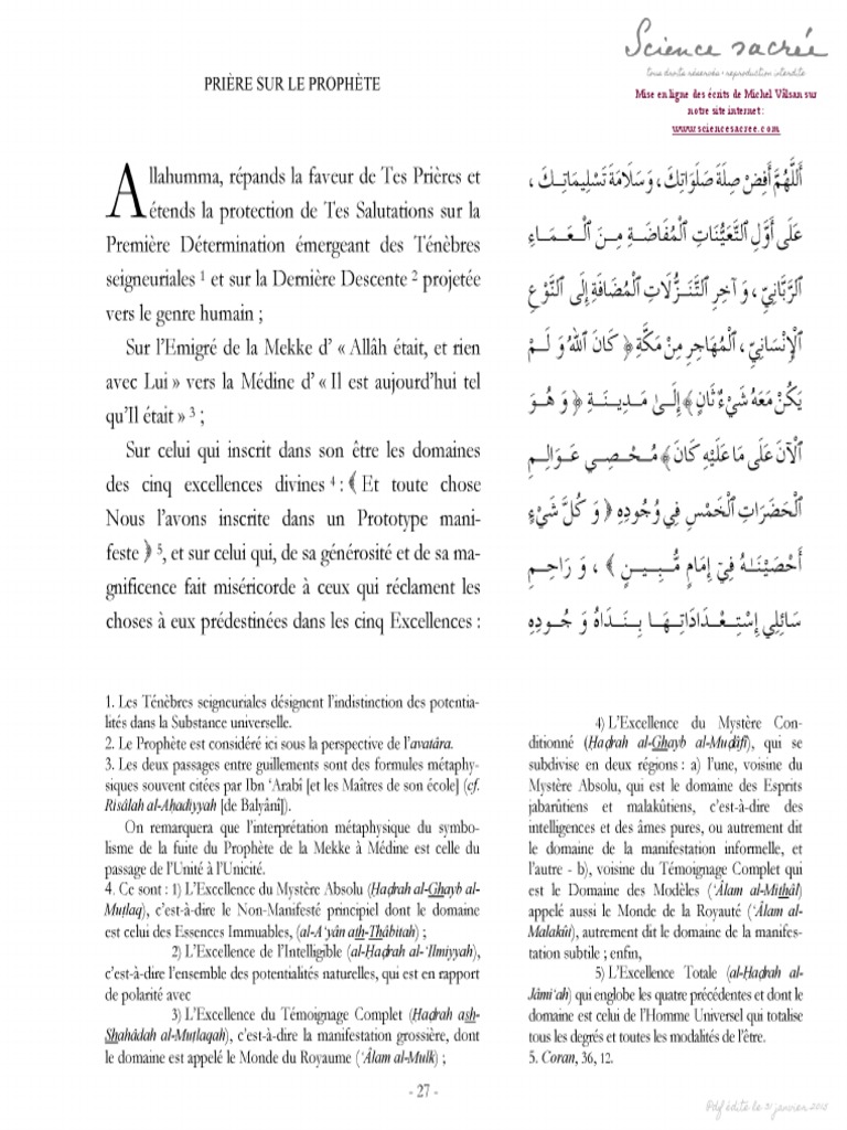 Écrits de Michel Vâlsan sur le Prophète | PDF