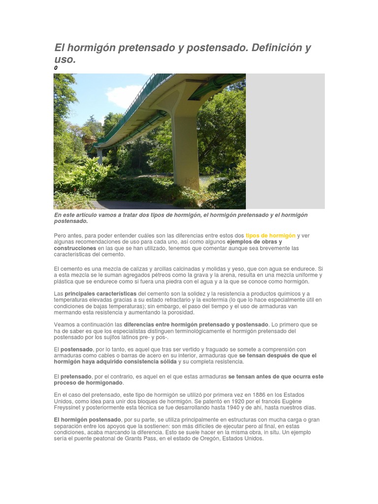 El Hormigón Pretensado Y Postensado Pdf Hormigón Pretensado Cemento