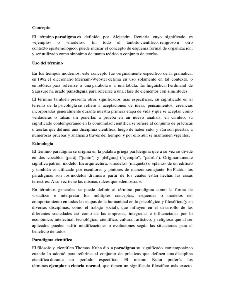 Paradigma, Definicion y Usos | PDF | Paradigma | Movimientos filosóficos