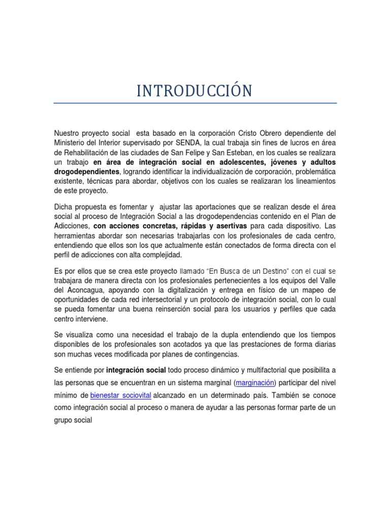 INTRODUCCIÓN | PDF | La dependencia de sustancias | Planificación