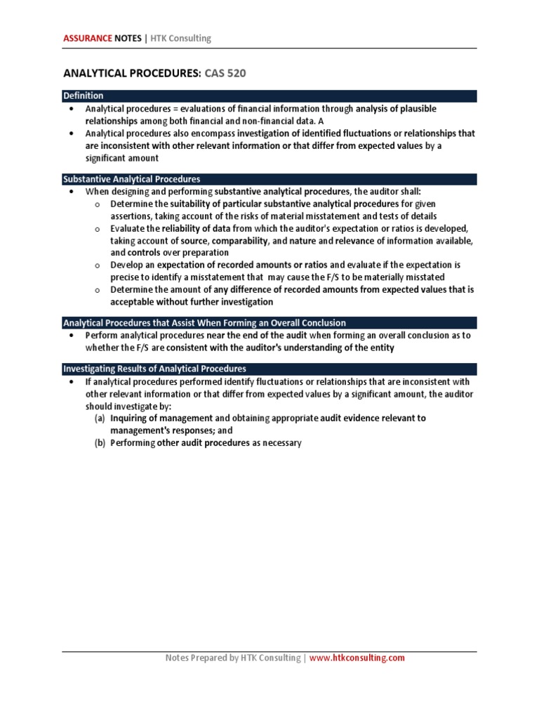 Guidelines for Effective Use of Analytical Procedures in Auditing | PDF