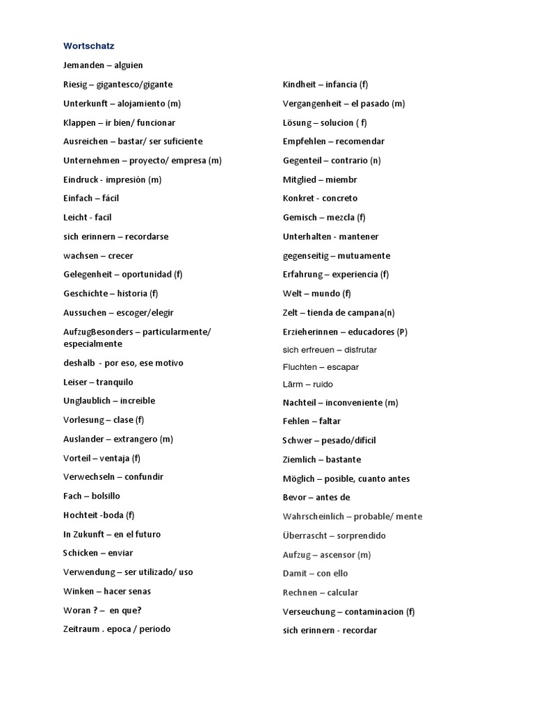 Vocabulario Aleman | PDF | Science | Ciencia y Tecnología