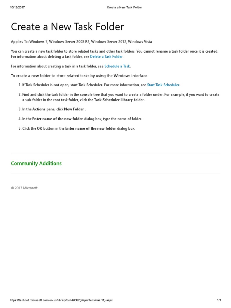 Create Task Folder in Windows | PDF