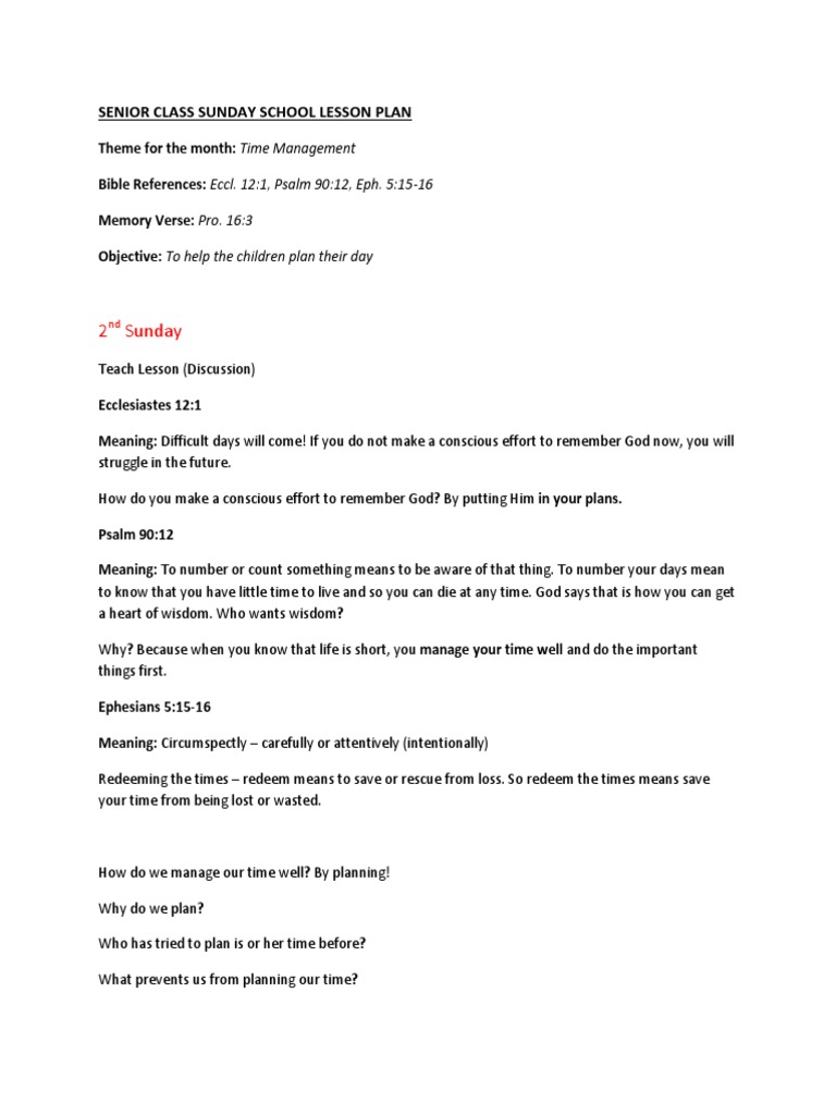 October Lesson Plan | PDF | Wisdom | Homework