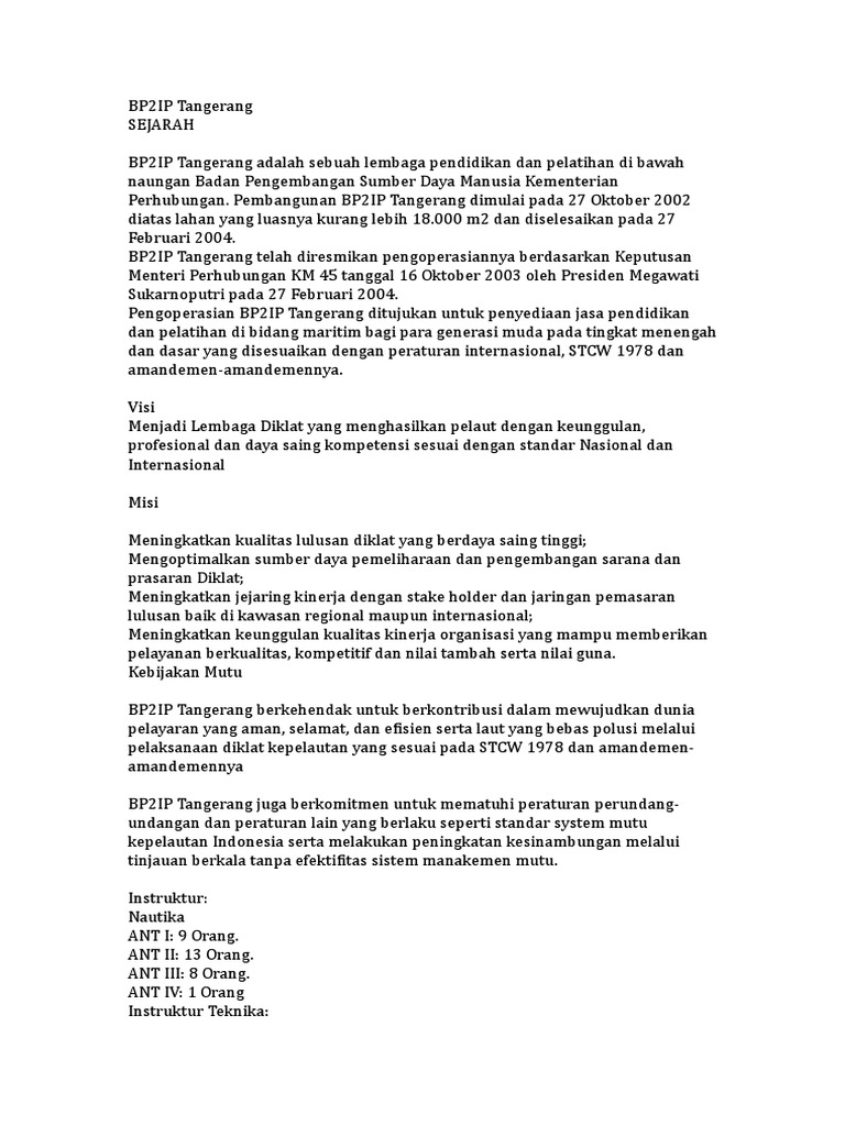 NASKAH BP2IP Tangerang | PDF
