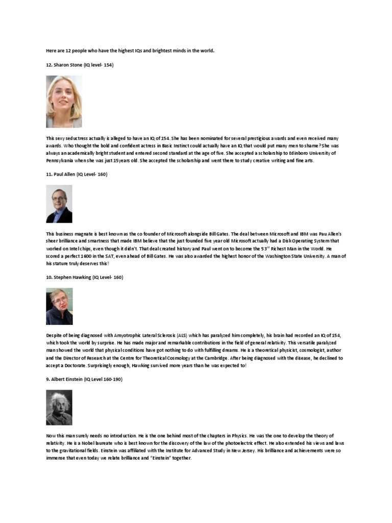 12 People Who Have The Highest IQs and Brightest Minds in The World ...