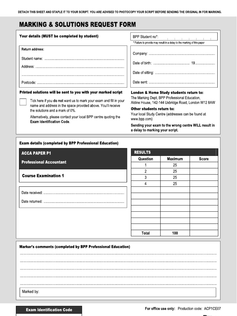 ACCA P1 Past Paper Assessment 1 | PDF