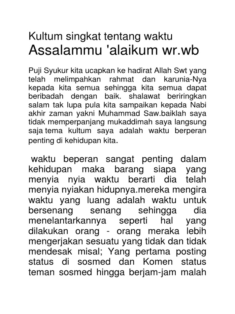 Kultum Singkat Tentang Waktu | PDF