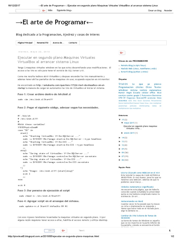 El Arte de Programar - Ejecutar en Segundo Plano Maquinas Virtuales VirtualBox Al Arrancar ...