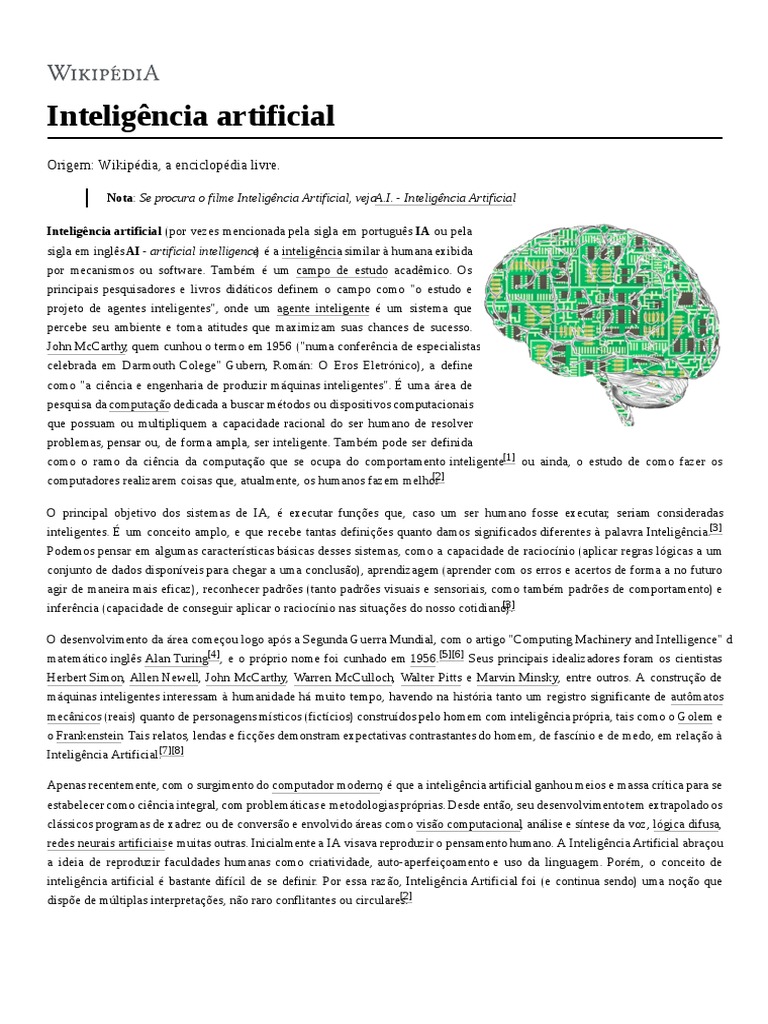 Inteligência Artificial Pdf Inteligência Artificial Inteligência