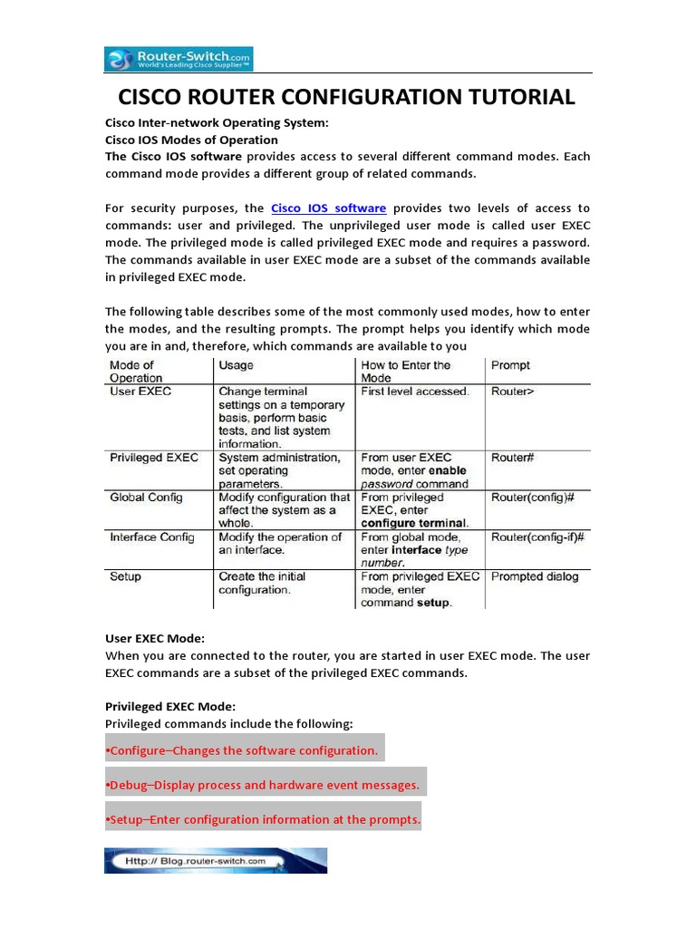 Cisco Router Configuration Tutorial Pdf Pdf Router Computing Network Protocols