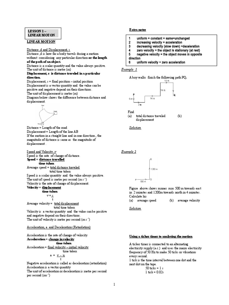 Understanding Linear Motion Concepts | PDF | Velocity | Acceleration