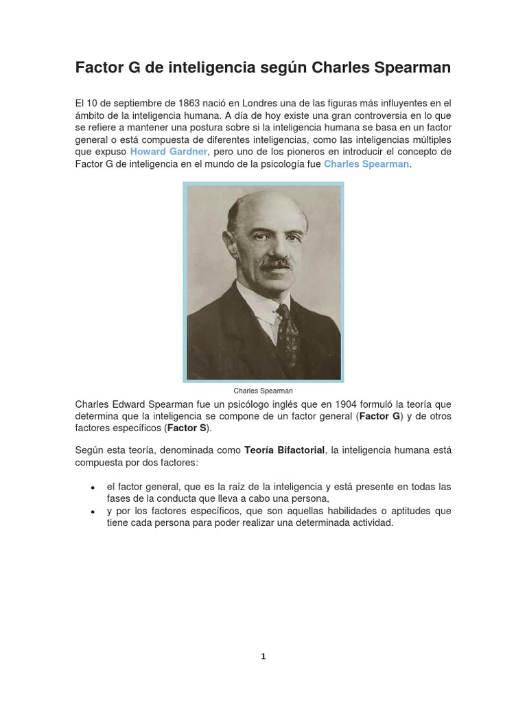 Factor G de Inteligencia Según Charles Spearman