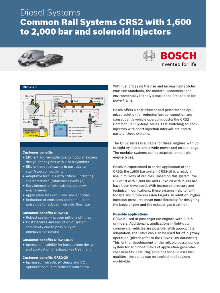 Common Rail Systems CRS2 With 1,600 To 2,000 Bar and Solenoid ... | PDF ...