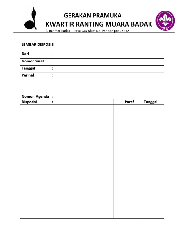 Contoh Format Lembar Disposisi Surat - Delinewstv