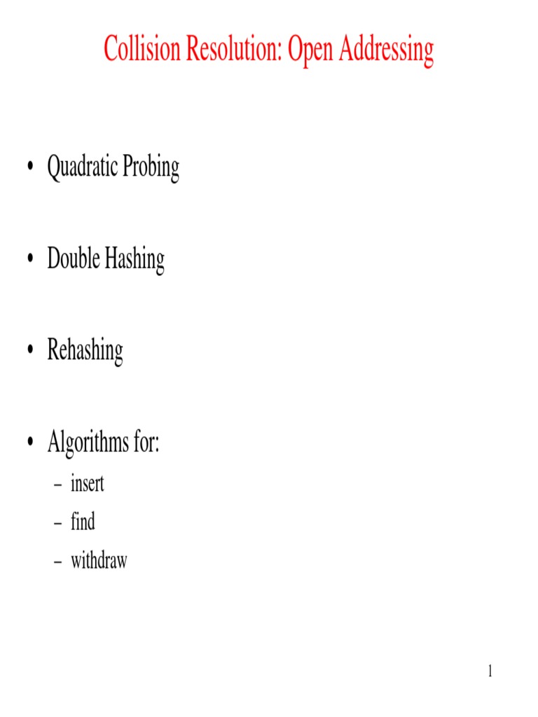 Collision Resolution Techniques Pdf Array Data Structure Discrete Mathematics 