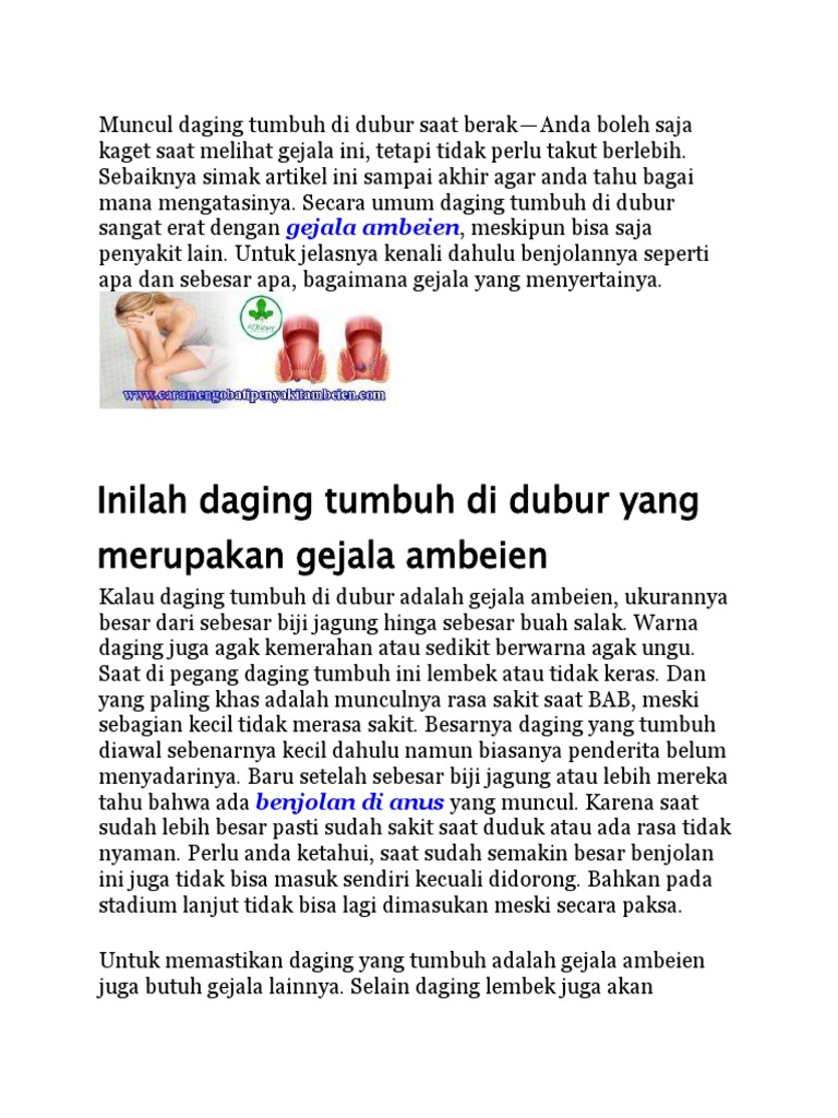 Muncul Daging Tumbuh Di Dubur Saat Berak | PDF