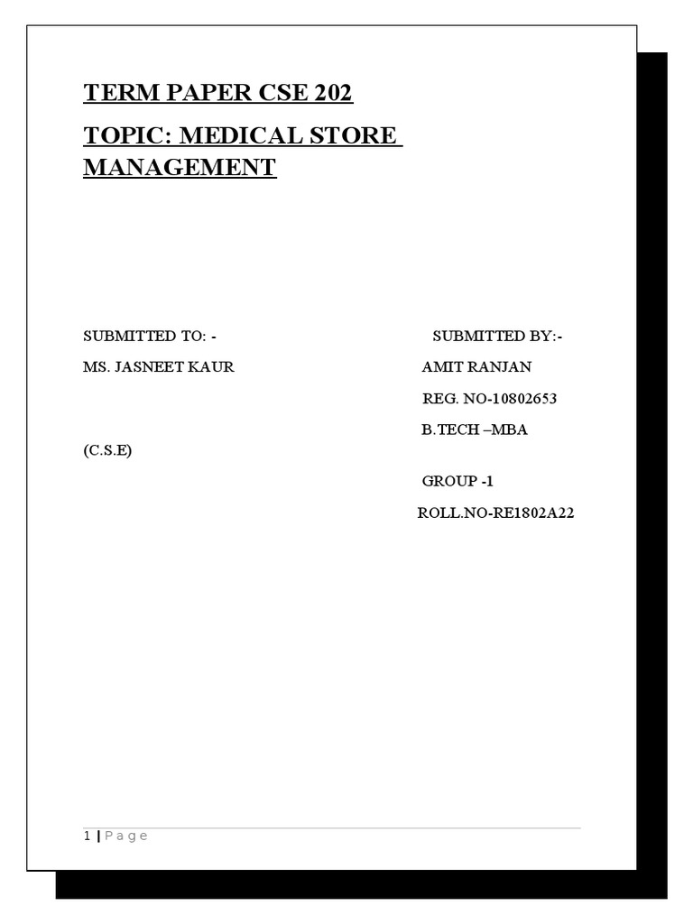 Medical Store Management System | PDF | Source Code | Software Development
