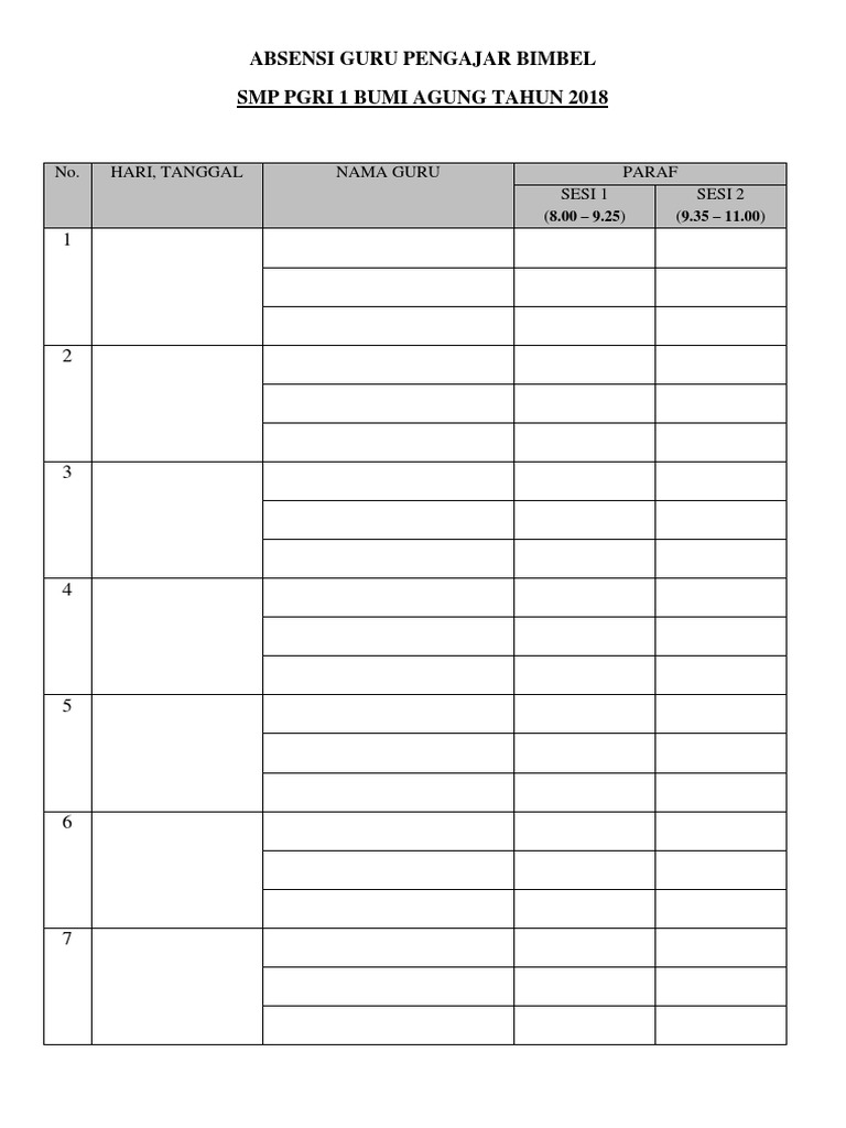Absen Bimbel Guru | PDF