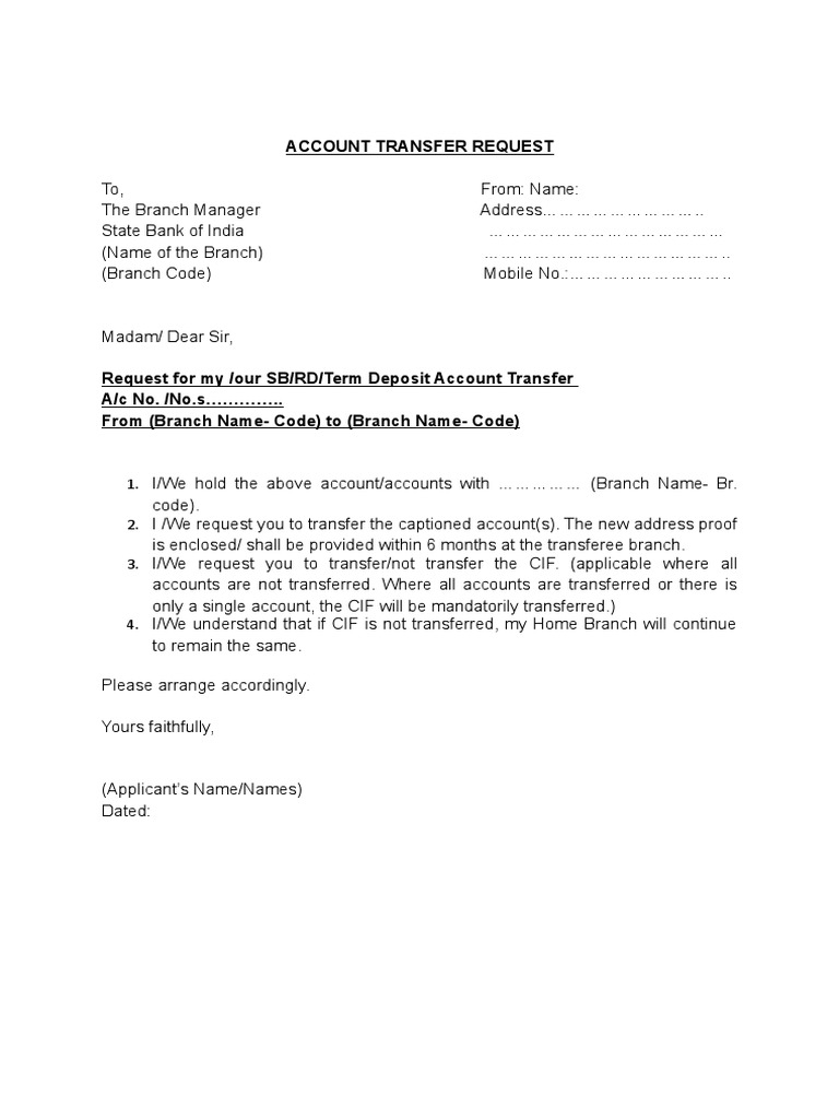 Deposit Account Transfer Form | PDF | Banking | Financial Services