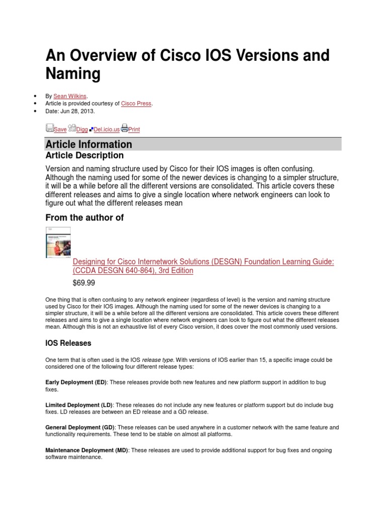 An Overview of Cisco IOS Versions and Naming | Telecommunications ...