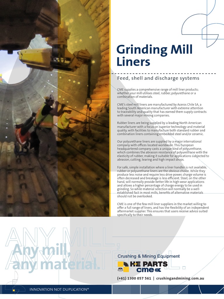 CME Mill Liner Flyer | Download Free PDF | Mill (Grinding) | Natural Rubber