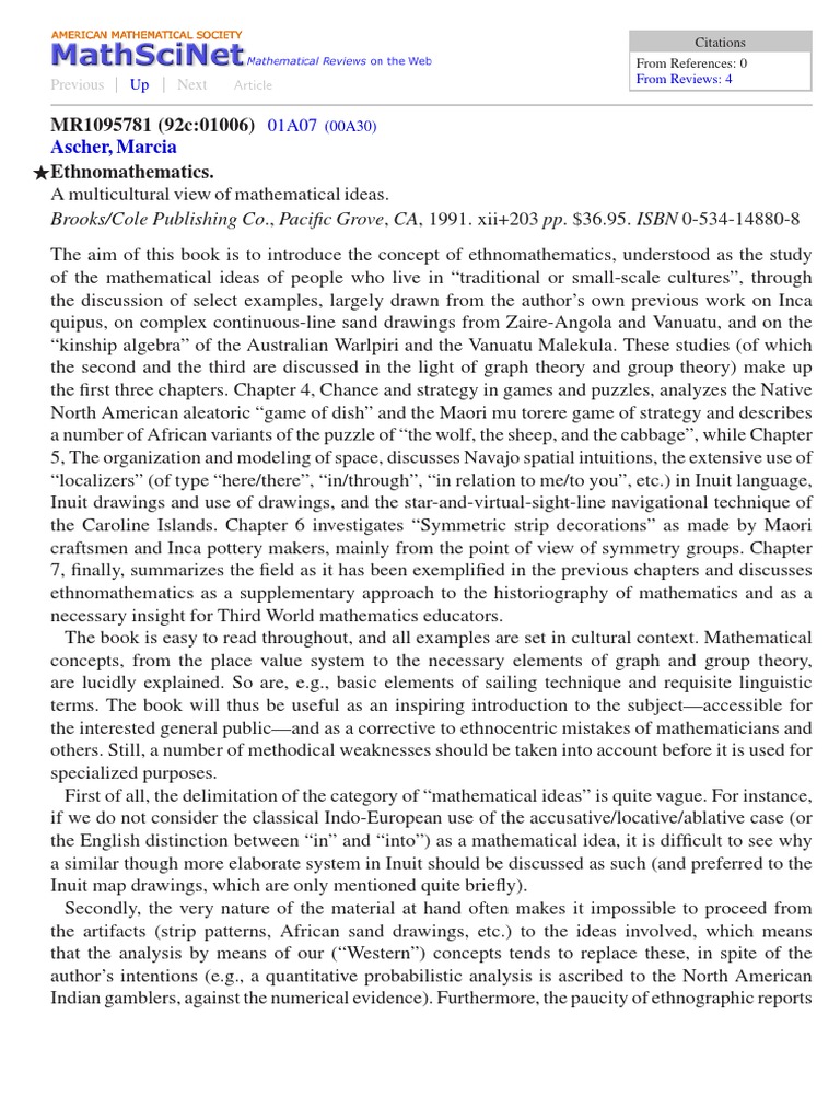 Ethnomathematics A Multicultural View of PDF | PDF | Teaching ...