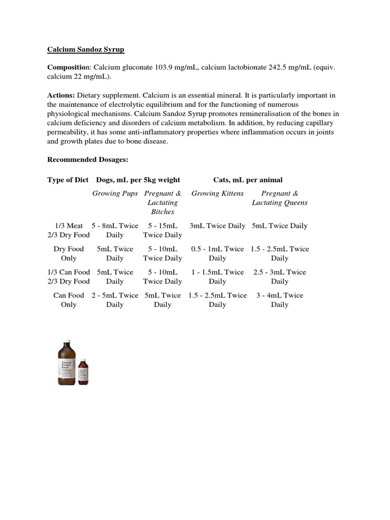 Calcium Sandoz Syrup | PDF