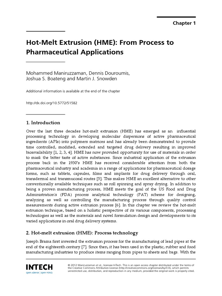 Hot Melt Extrusion | PDF | Extrusion | Pharmaceutical Formulation