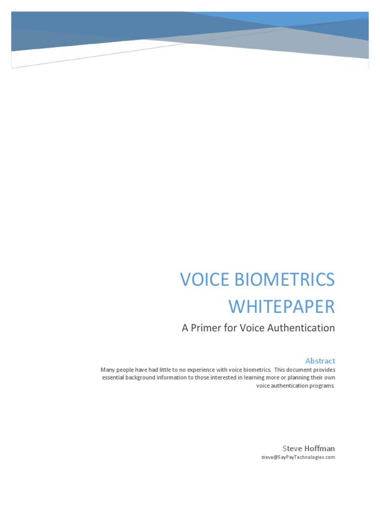 Voice Biometrics Whitepaper | PDF | Speech Recognition | Authentication