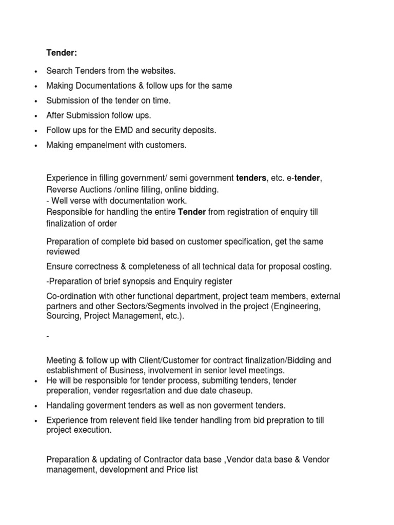 Tender Process | Construction Bidding | Procurement