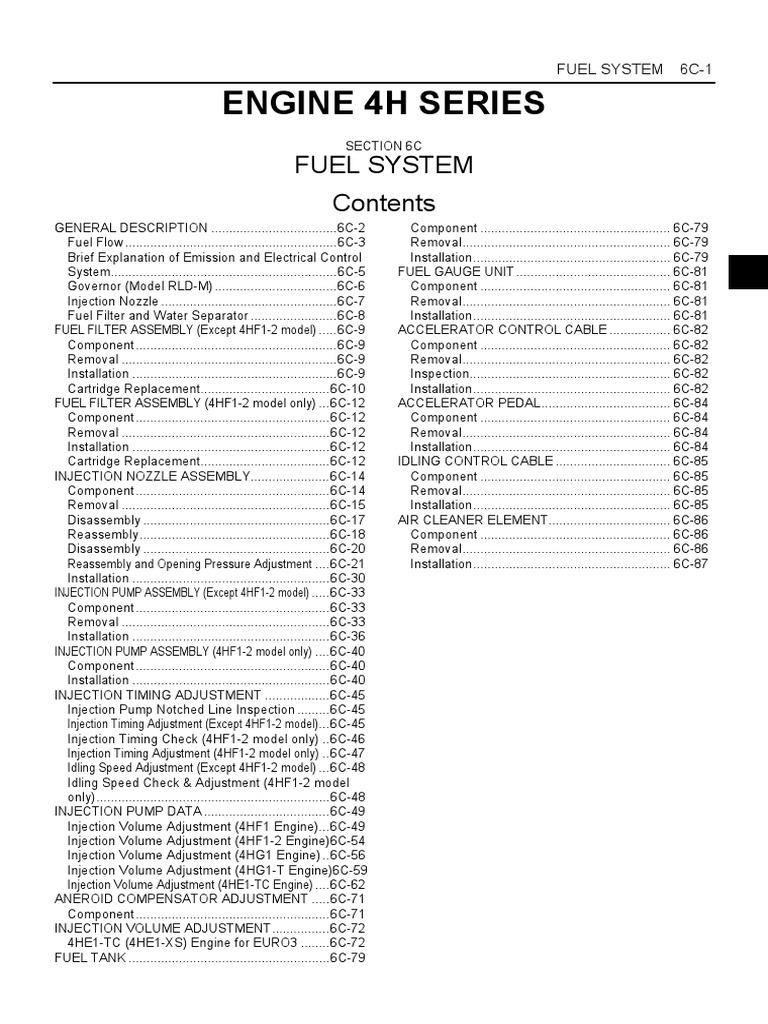 Engine Izusu 4h Shop Manual PDF | PDF | Electrical Connector | Throttle